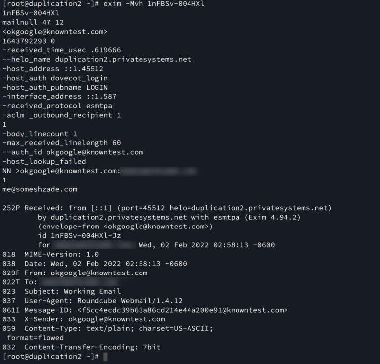 View the body and/or header of a queued exim message - KnownHost